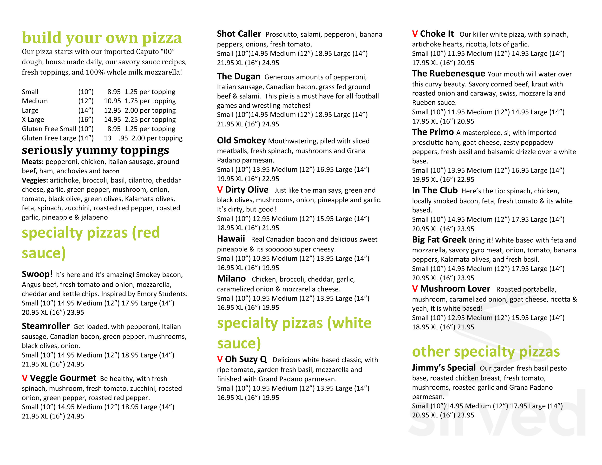 Pizza Bella menus in Atlanta, Georgia, United States
