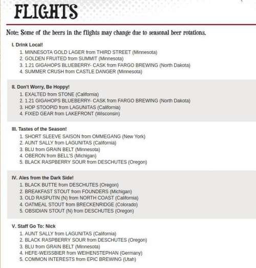 JL Beers menu in Fargo, North Dakota, USA