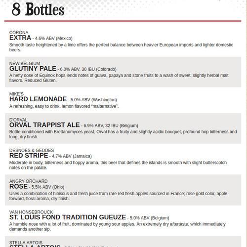 JL Beers menu in Fargo, North Dakota, USA