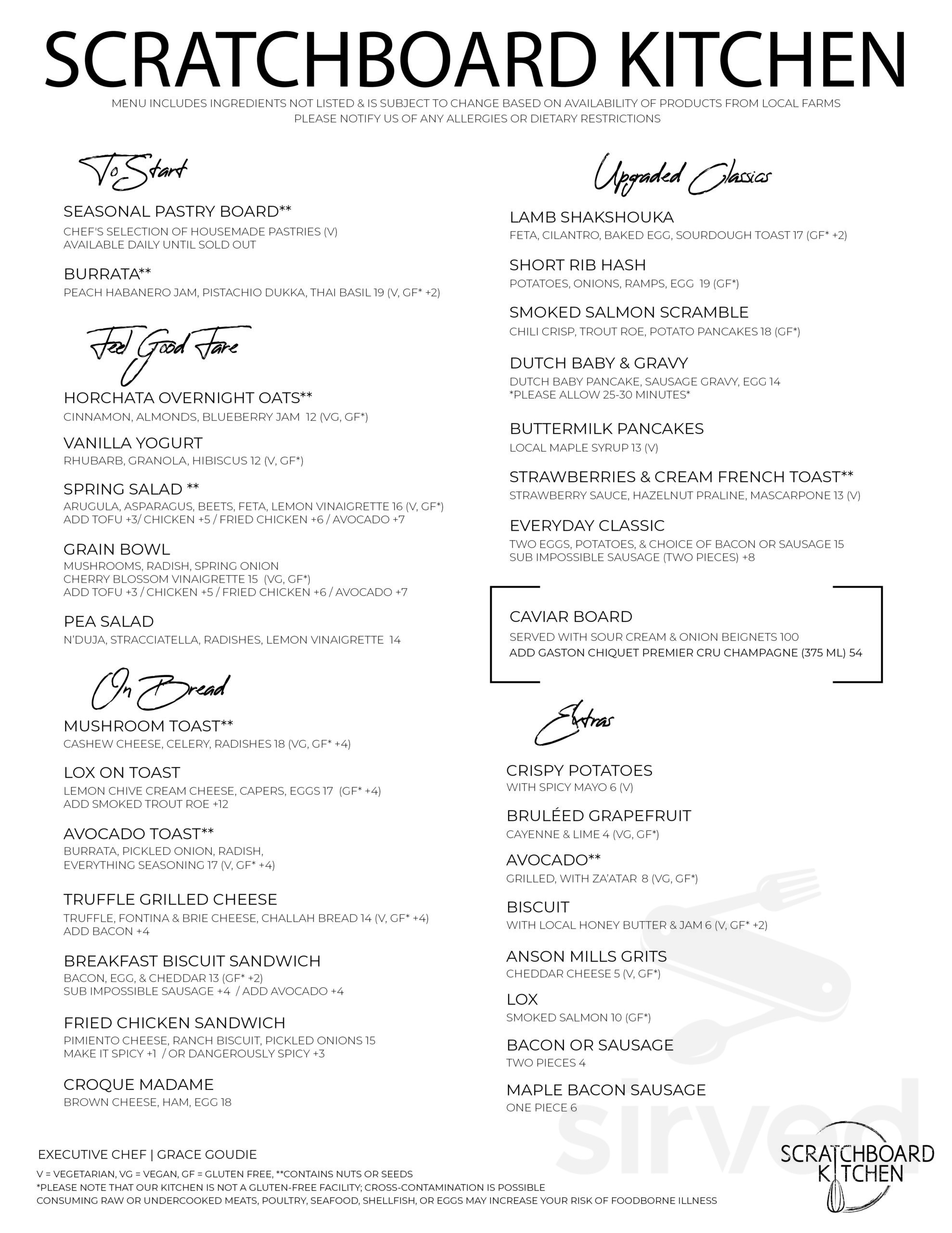 SCRATCHBOARD KITCHEN menu in Arlington Heights, Illinois, USA