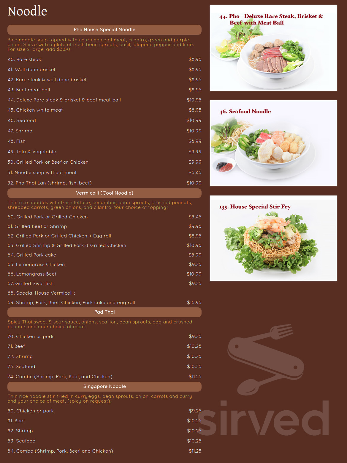 Menu - Fort Worth TX's Pho Kobee | Sirved