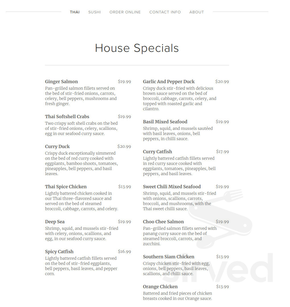 Chow Thai menus in Wilmington, North Carolina, United States