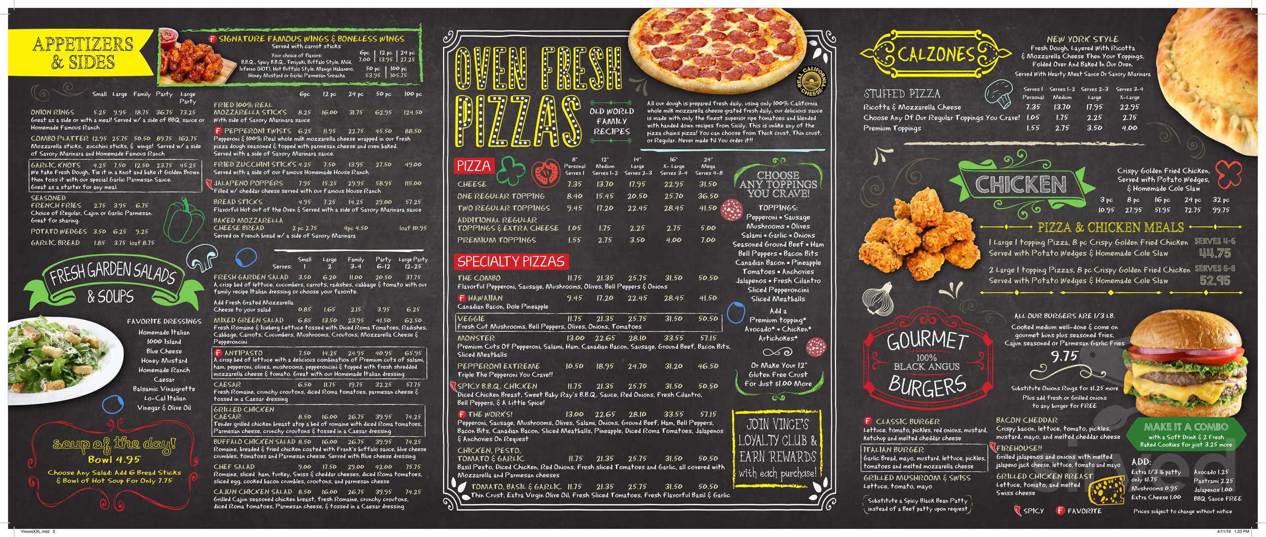 Menu for Vince's Pasta & Pizza in Quartz Hill, CA | Sirved