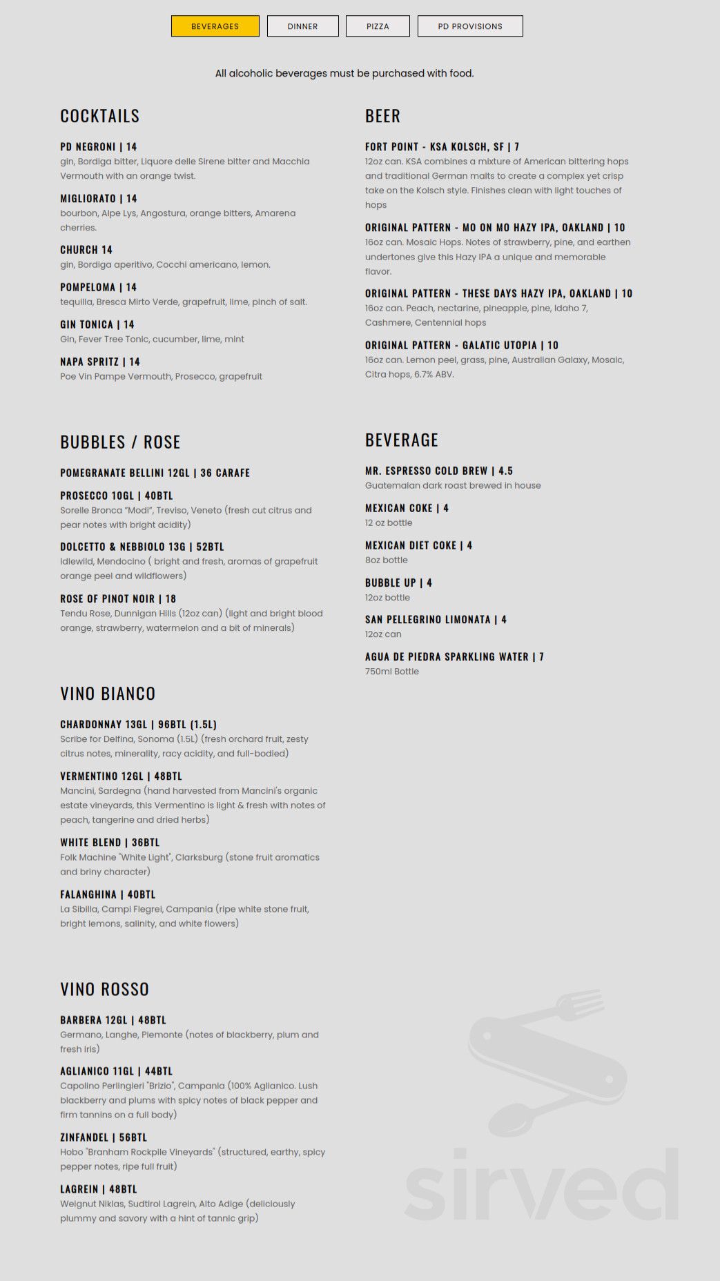 Pizzeria Delfina - Mission menus in San Francisco, California, United ...