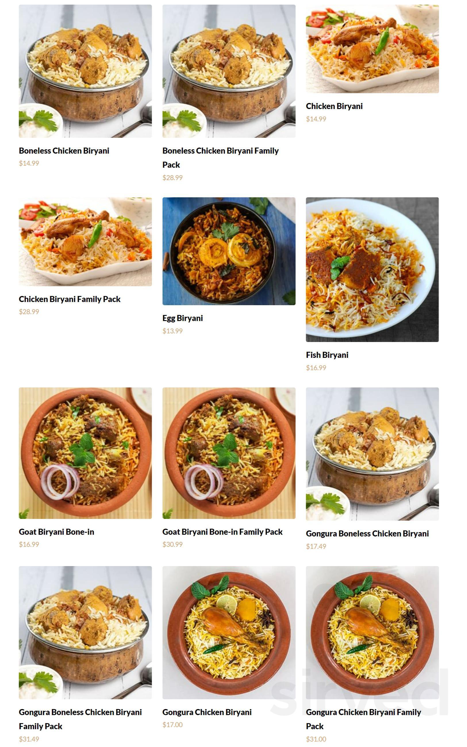 Biryani Pot menu in Mobile, Alabama, USA