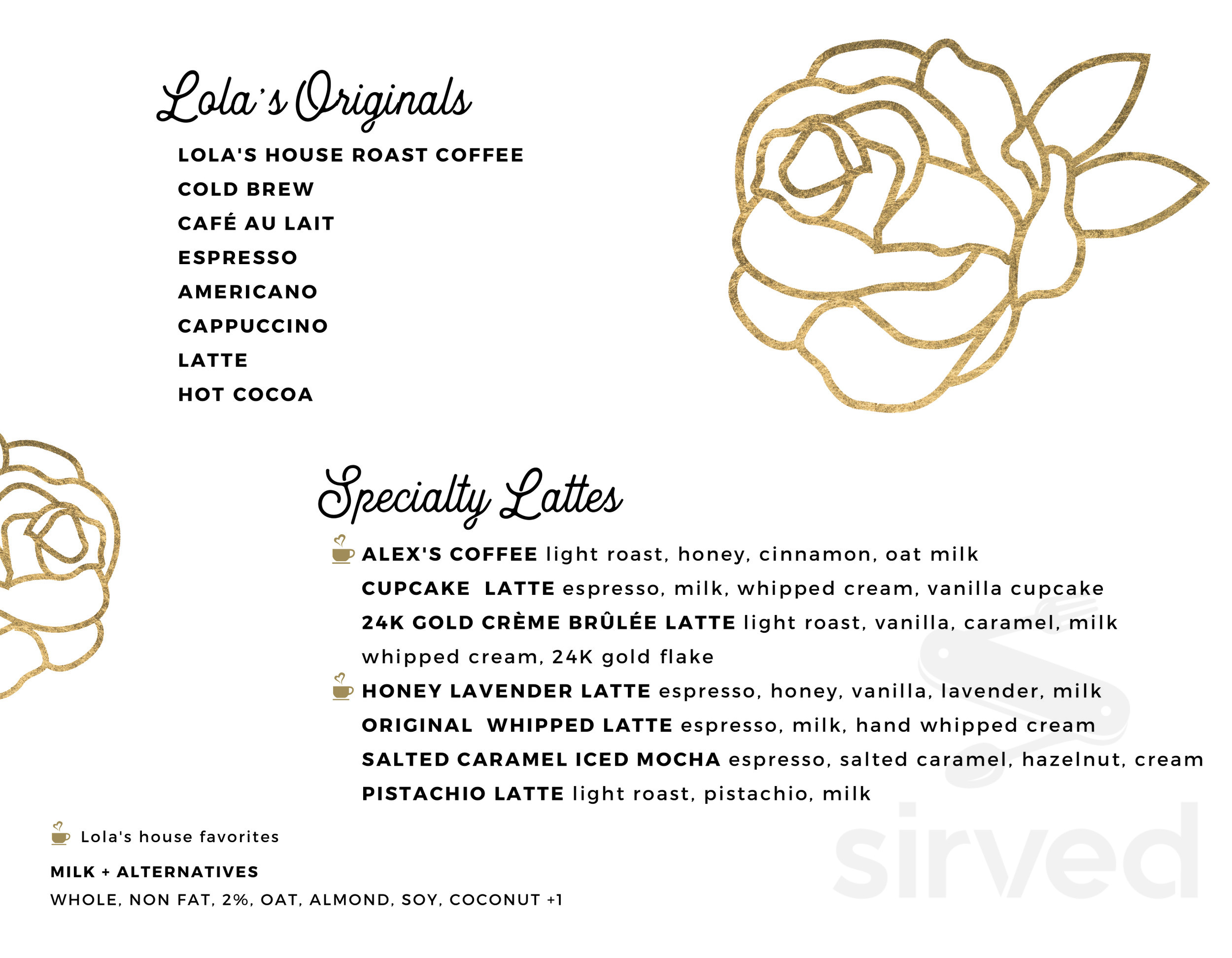 Cafe Lola menu in Henderson, Nevada, USA
