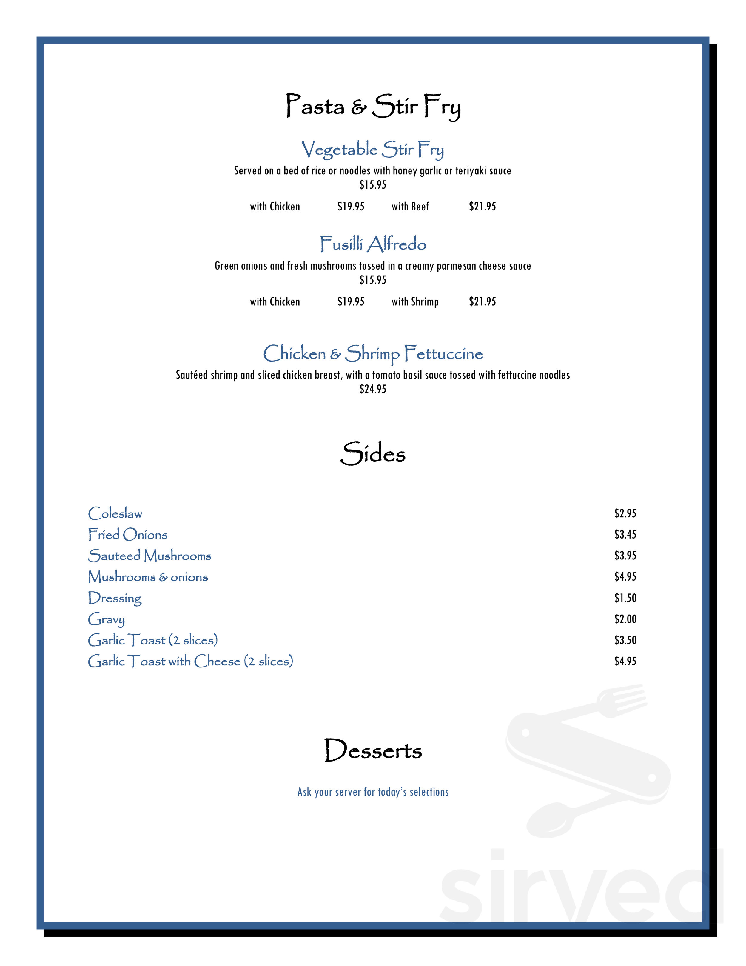 Albatross Hotel menus in Gander, Newfoundland and Labrador, Canada