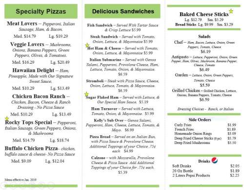 Rocky Tops Pizza- Wayne menu in Wayne, West Virginia, USA