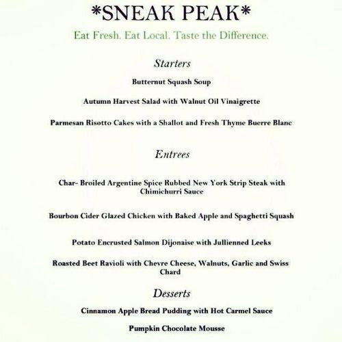 The White Oak menu in Montrose, Pennsylvania, USA