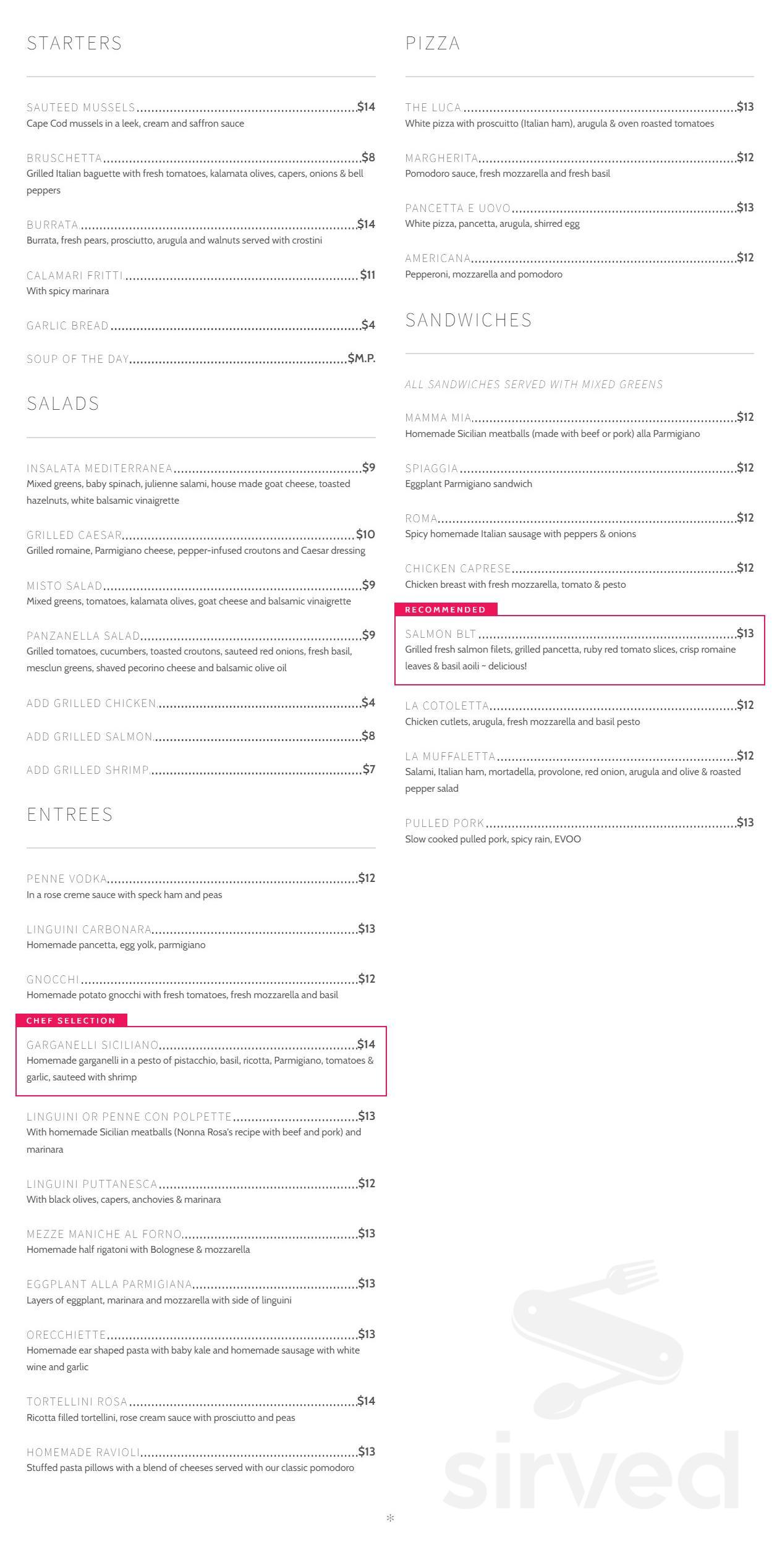 Cafe Gia Ristorante menus in Baltimore, Maryland, United States