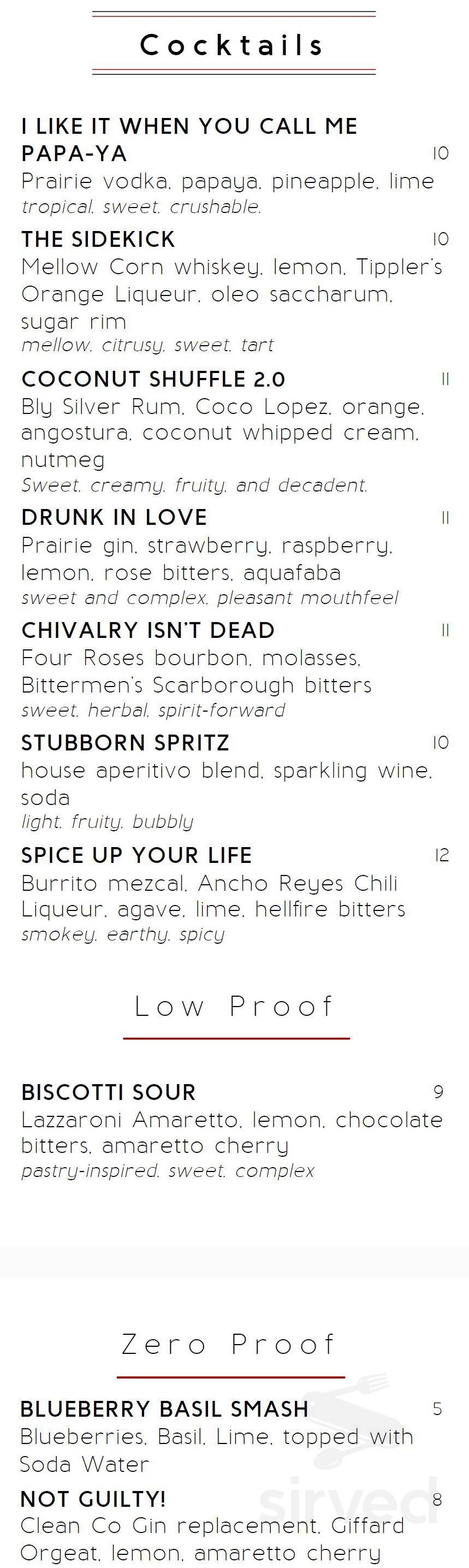 The Stubborn Mule menu in Orlando, Florida, USA