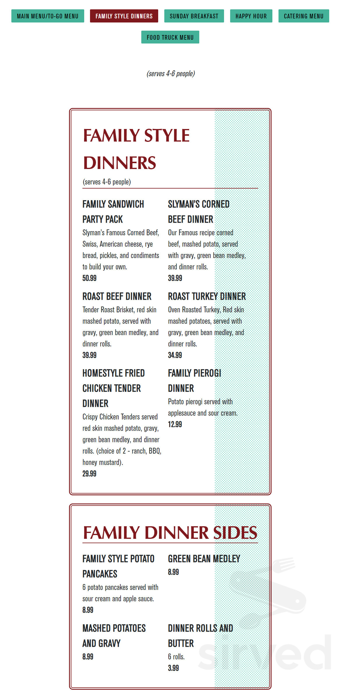 Slyman's Tavern Independence menu in Independence, Ohio, USA