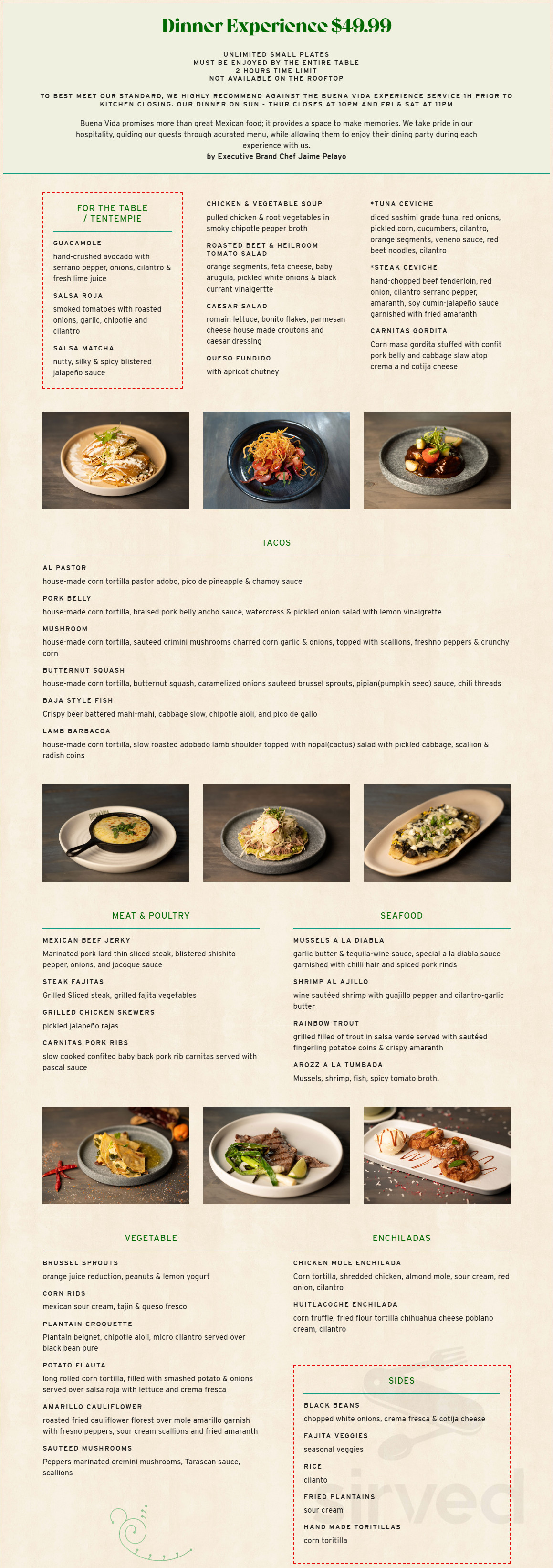 Buena Vida Gastrolounge menu in Arlington, Virginia, USA
