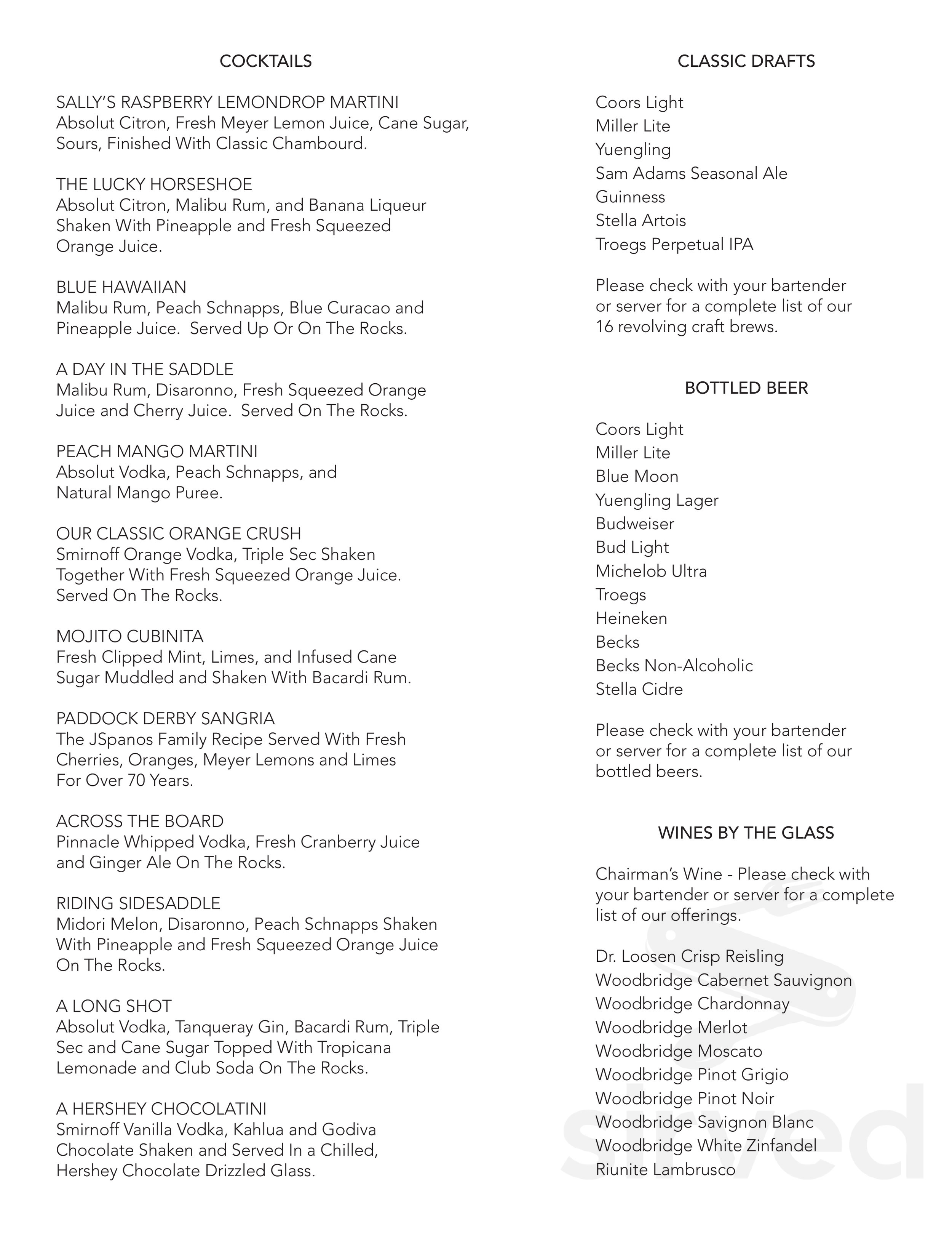 The Paddock on Market menu in York, Pennsylvania, USA