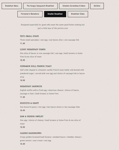 Forresters Bar & Grill menu in Eugene, Oregon, USA