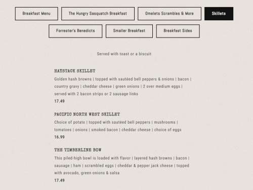 Forresters Bar & Grill menu in Eugene, Oregon, USA