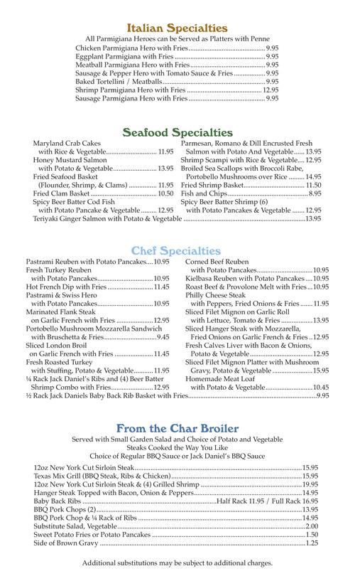 Sutter's Mill menu in Suffern, New York, USA