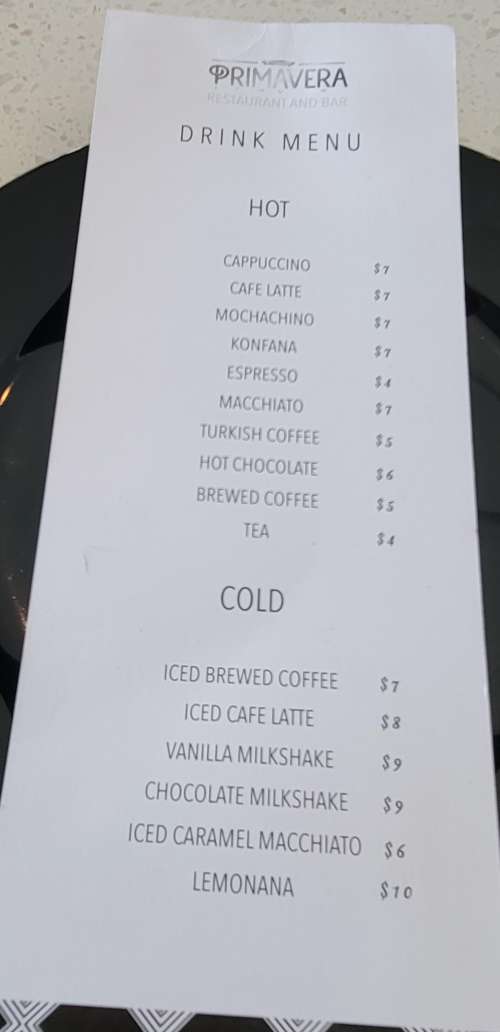 PRIMAVERA RESTAURANT & BAR menu in Deal, New Jersey, USA