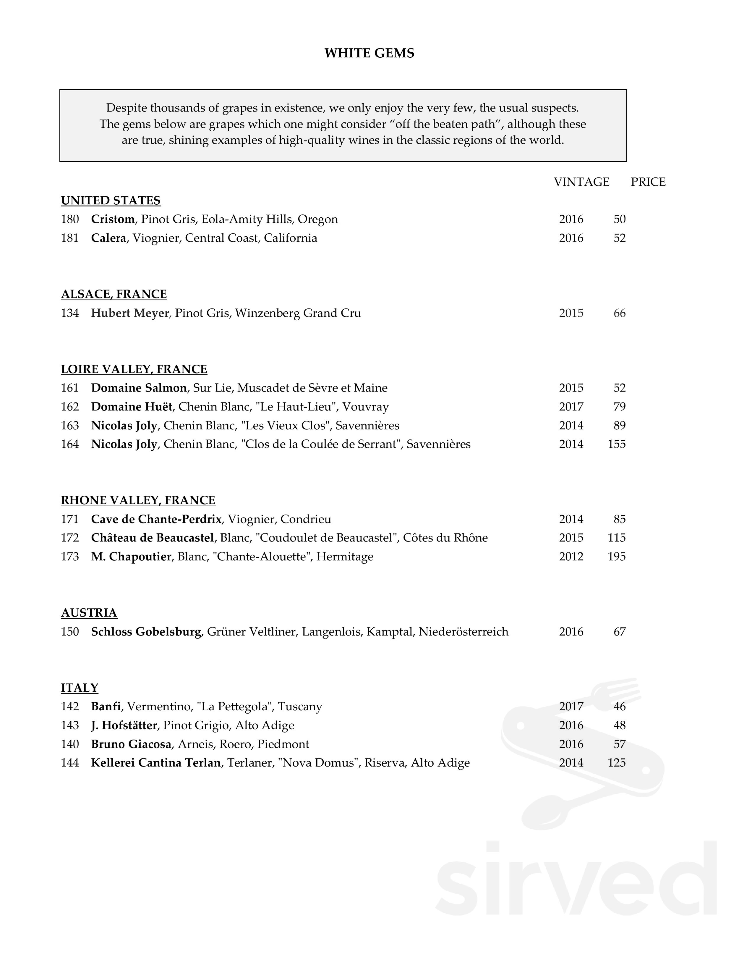 Splashes Restaurant menu in Laguna Beach, California, USA