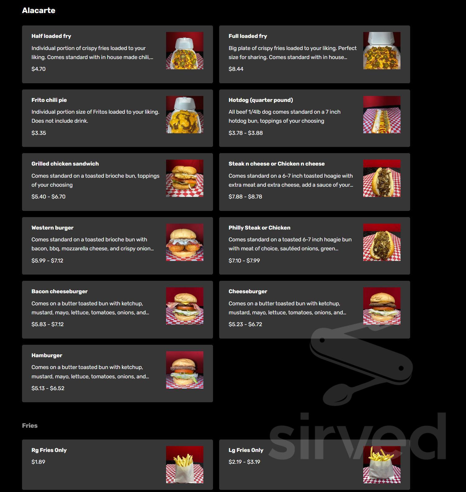 Menu - Camden AK's Roadside Grill | Sirved