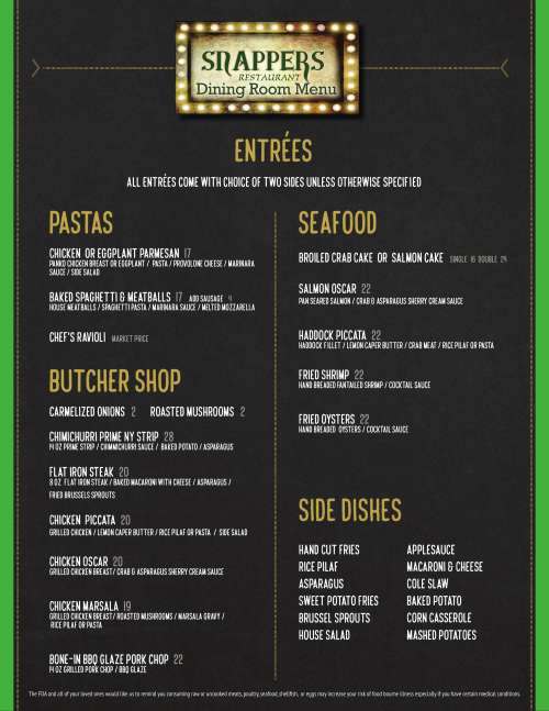Snappers Bar & Grill menu in Mechanicsburg, Pennsylvania, USA