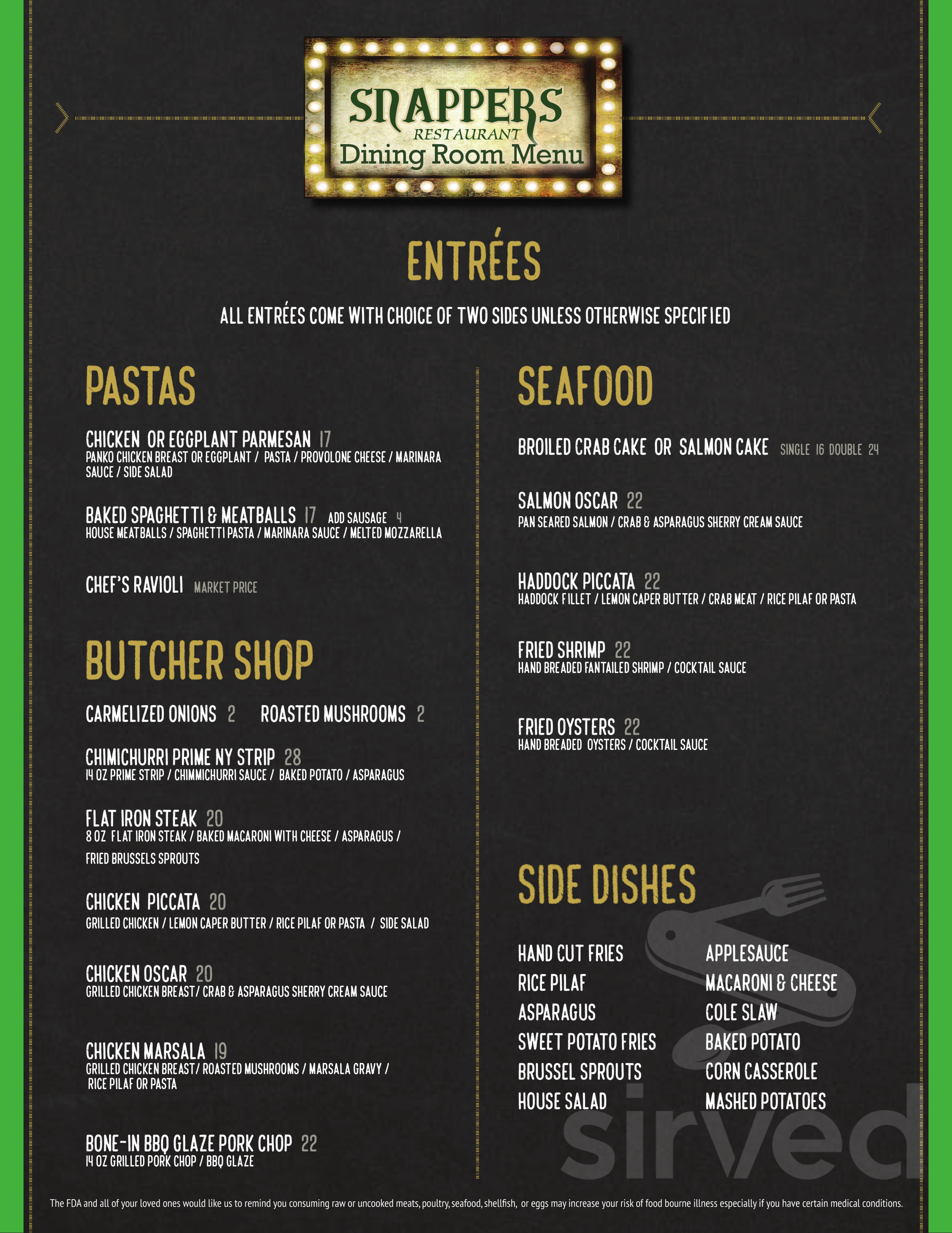 Snappers Bar & Grill menu in Mechanicsburg, Pennsylvania, USA