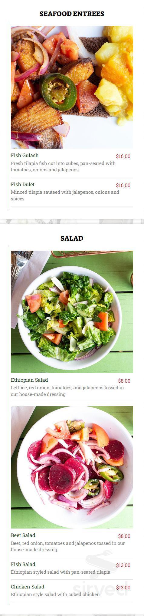 Menu - New Orleans LA's Cafe Abyssinia | Sirved