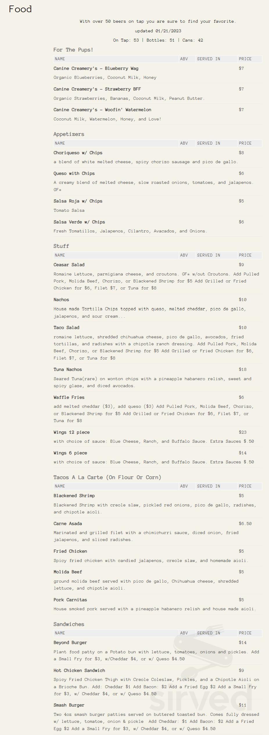 Wrong Iron On The Greenway menu in New Orleans, Louisiana, USA