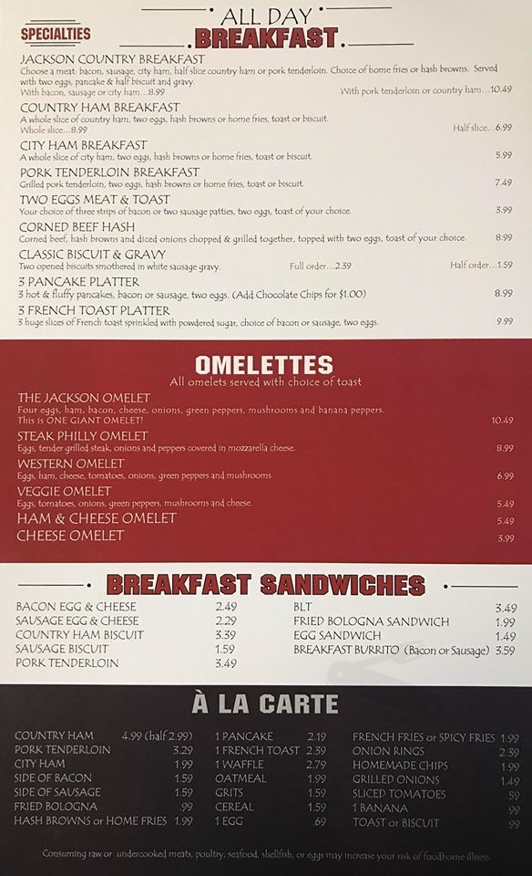 Menu for Jackson's Restaurant in Richmond, KY | Sirved