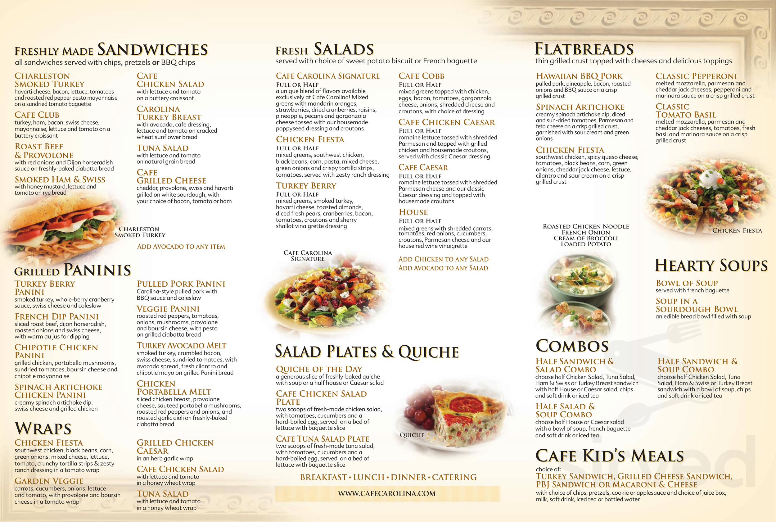 Cafe Carolina and Bakery menu in Raleigh, North Carolina, USA