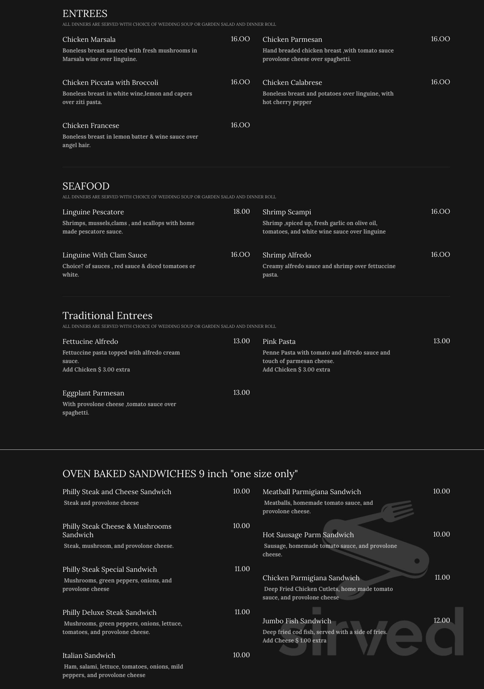 Menu - Butler PA's Tani's Pizza | Sirved