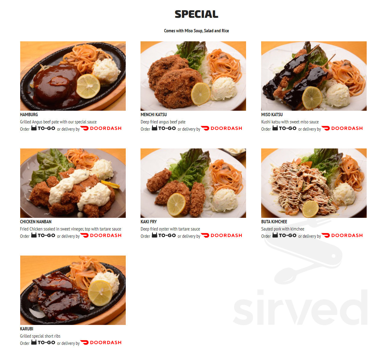 Sushi Yoko menu in Norcross, Georgia, USA