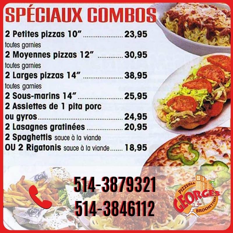 Georges Pizza menu in Montréal, Quebec, Canada