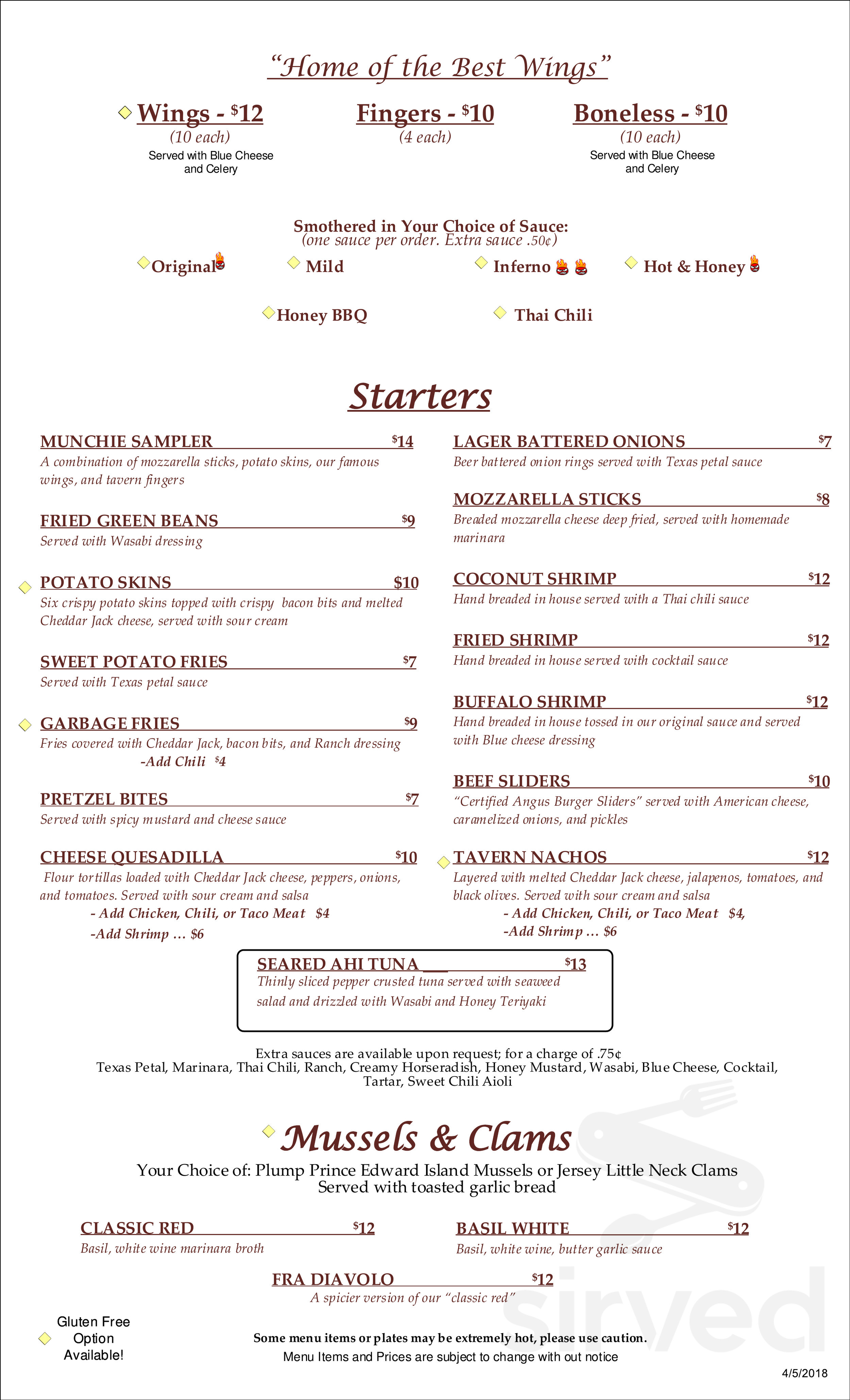 Menu for Seaville Tavern in Ocean View, NJ | Sirved