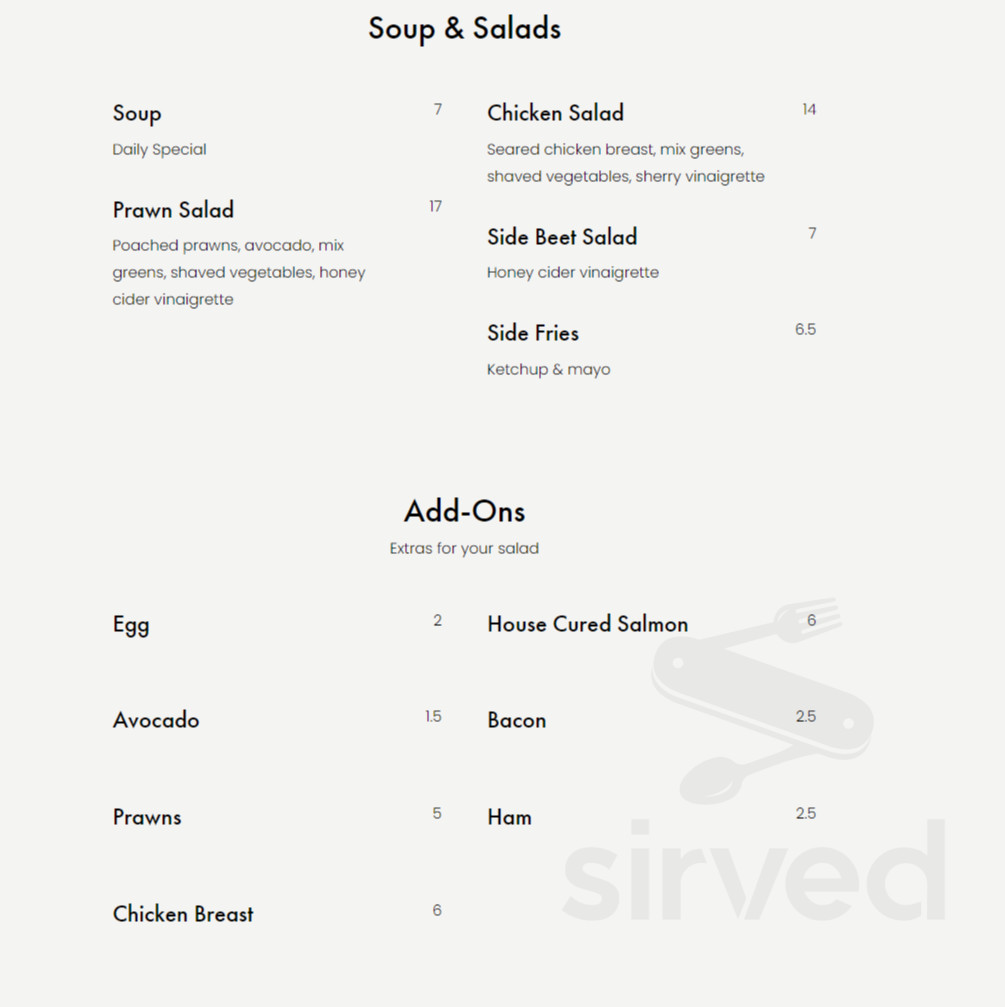 Menu - Vancouver BC's Bread x Butter Cafe | Sirved