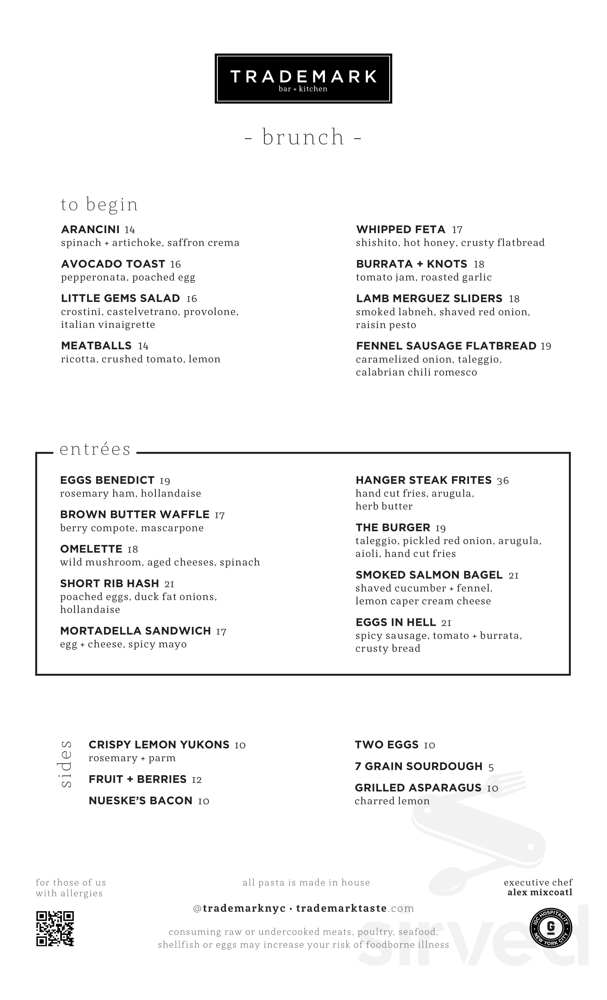 Trademark Bar + Kitchen menu in New York, New York, USA