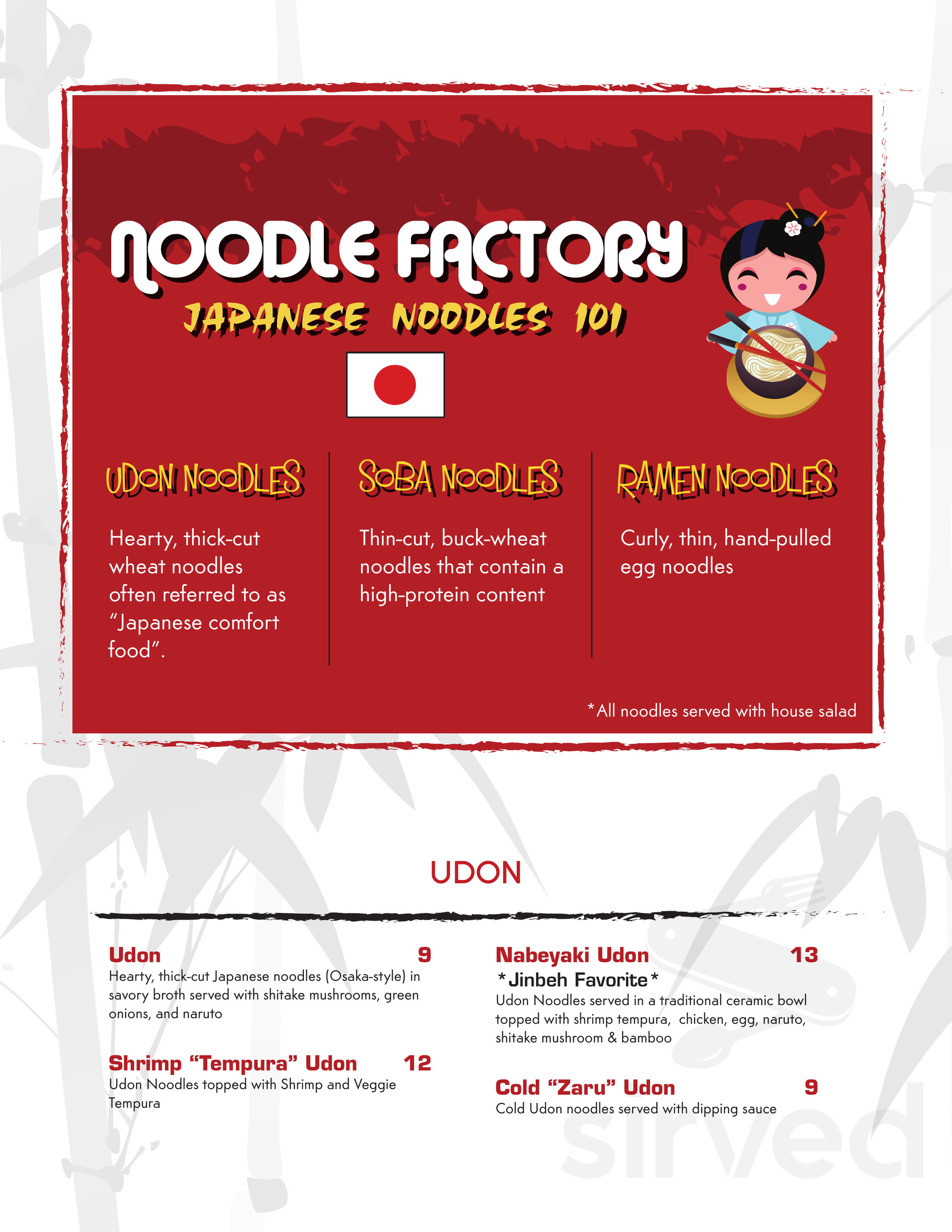 Jinbeh menu in Frisco, Texas, USA