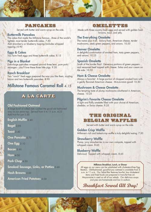 Millstone Family Restaurant menu in Rapid City, South Dakota, USA