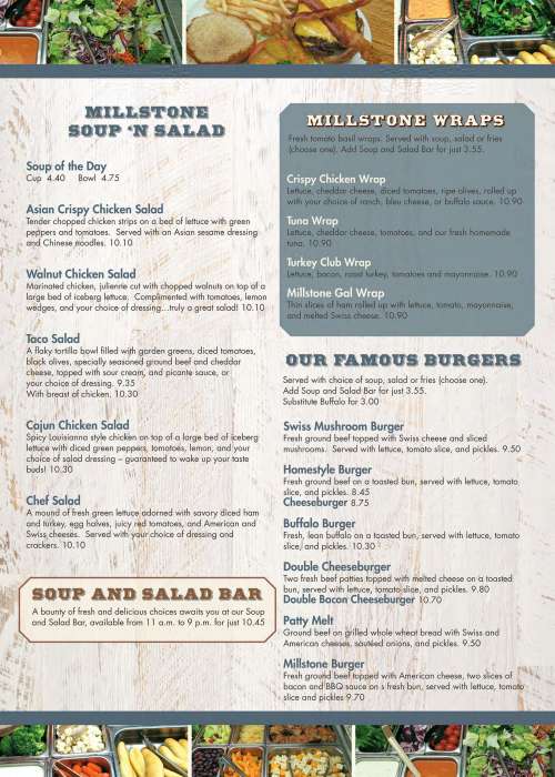 Millstone Family Restaurant menu in Rapid City, South Dakota, USA