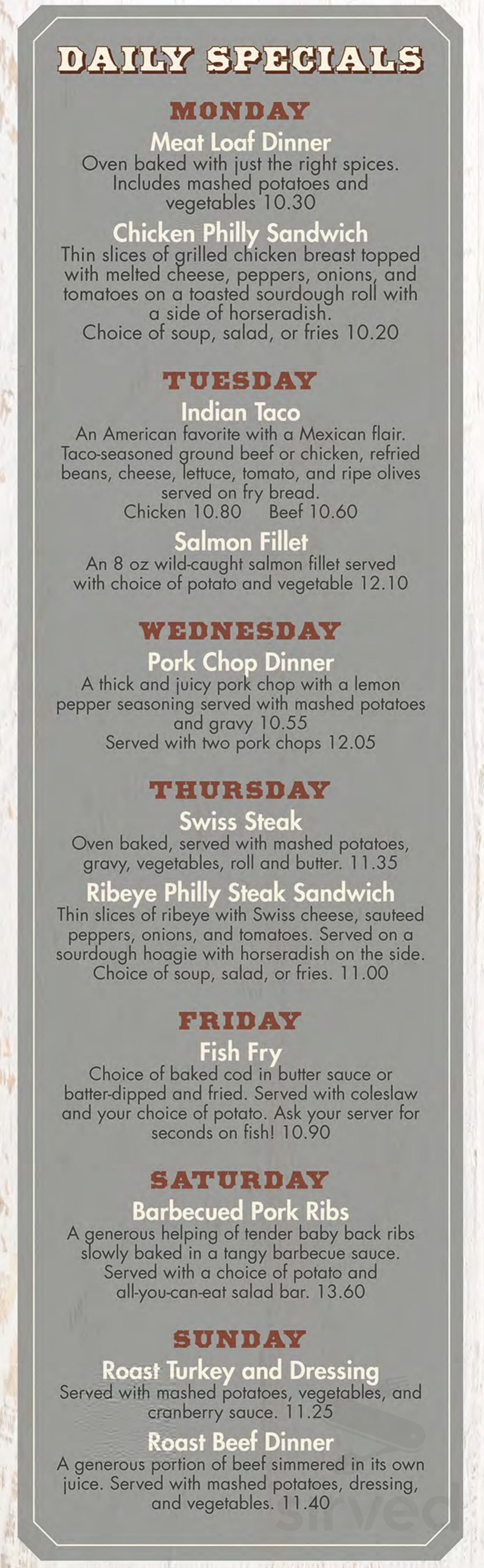 Millstone Family Restaurant menu in Rapid City, South Dakota, USA