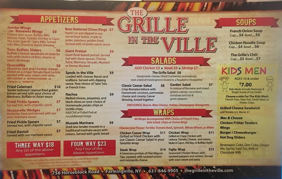 The Grille in the Ville menus in Farmingville, New York, United States