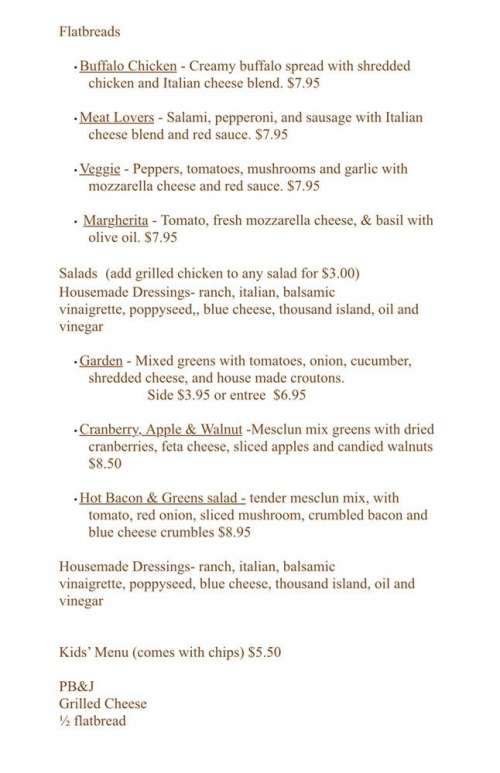 Kiln to Table menu in Waynesburg, Pennsylvania, USA