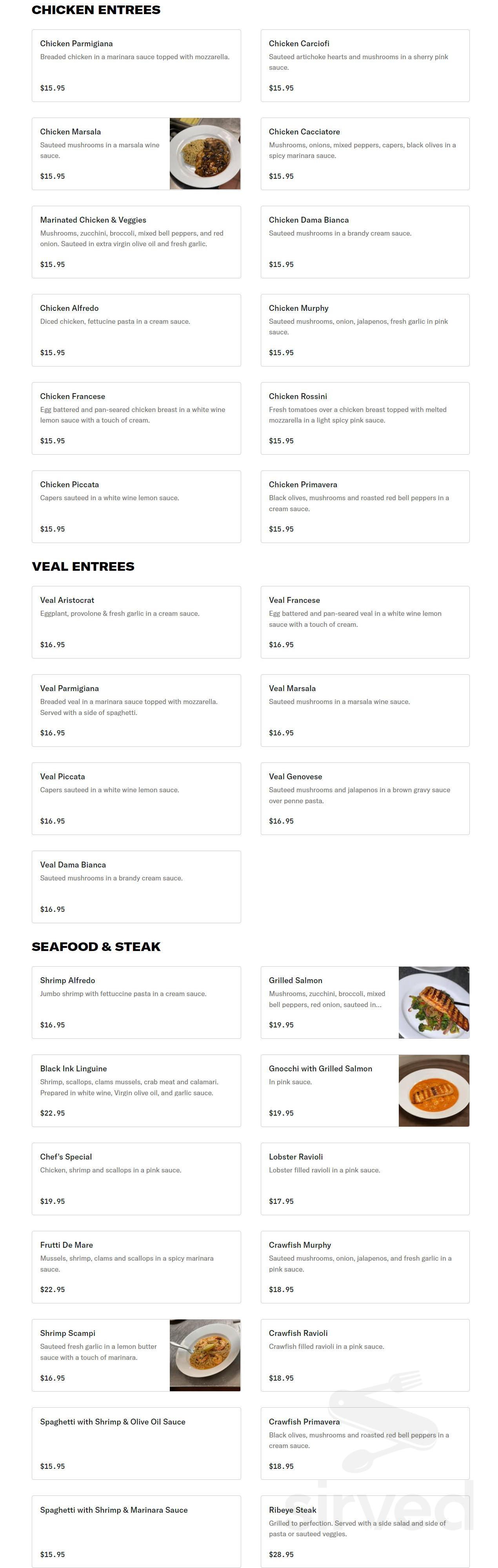 Menu - Tyler TX's Roma Italian Kitchen & Bar | Sirved