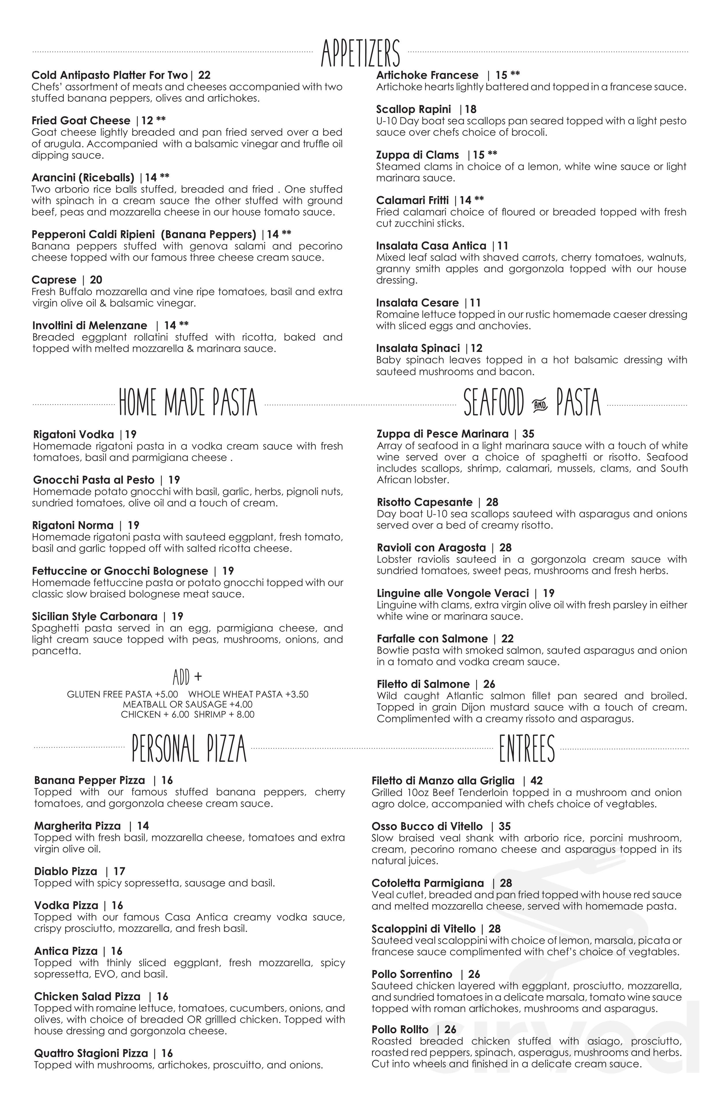 Casa Antica menu in Lewiston, New York, USA