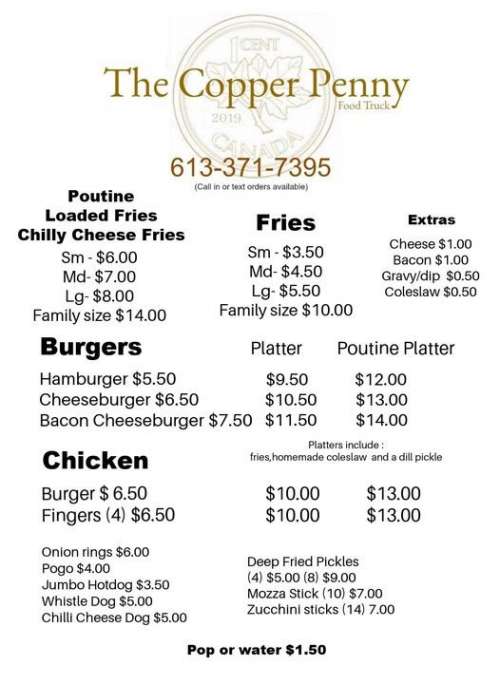 The Copper Penney (Food Truck) menu in Winchester, Ontario, Canada