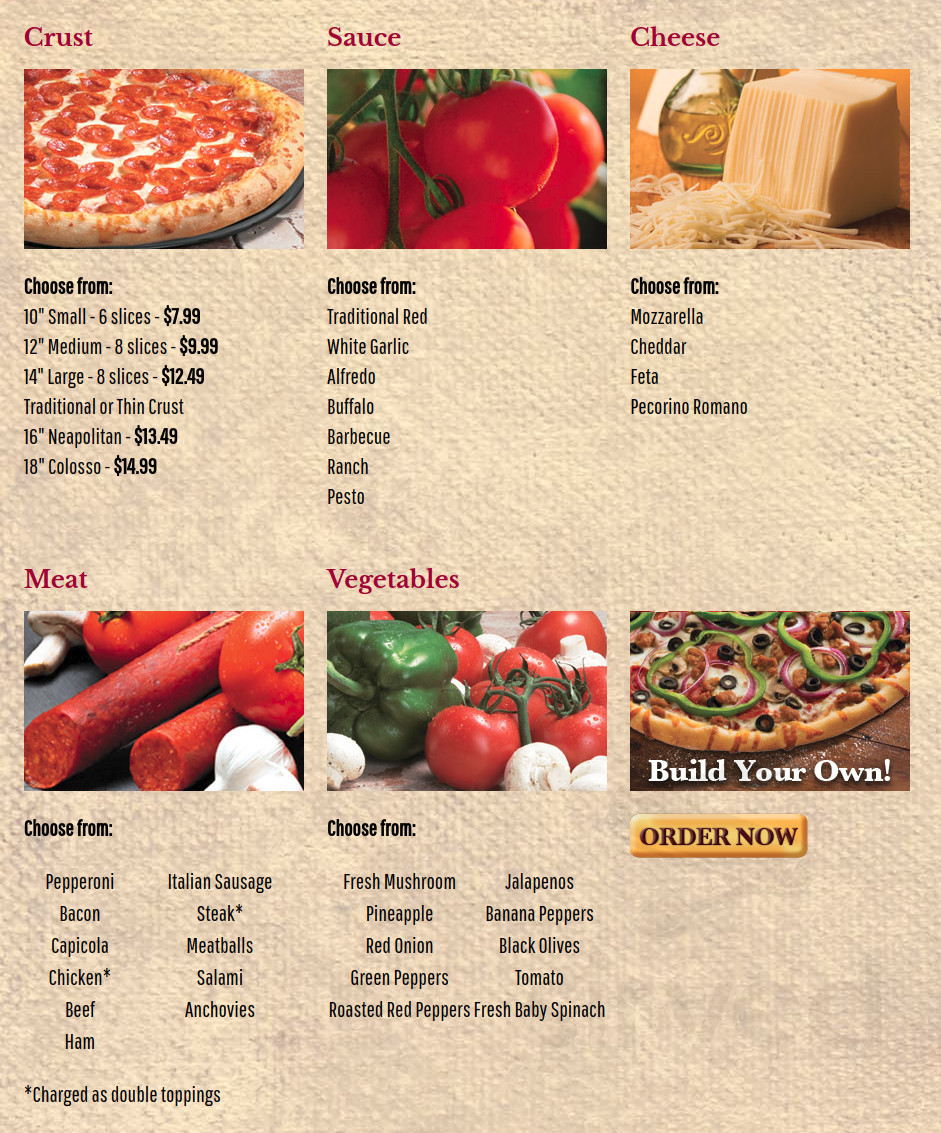 Menu - Allison Park PA's Vocelli Pizza | Sirved