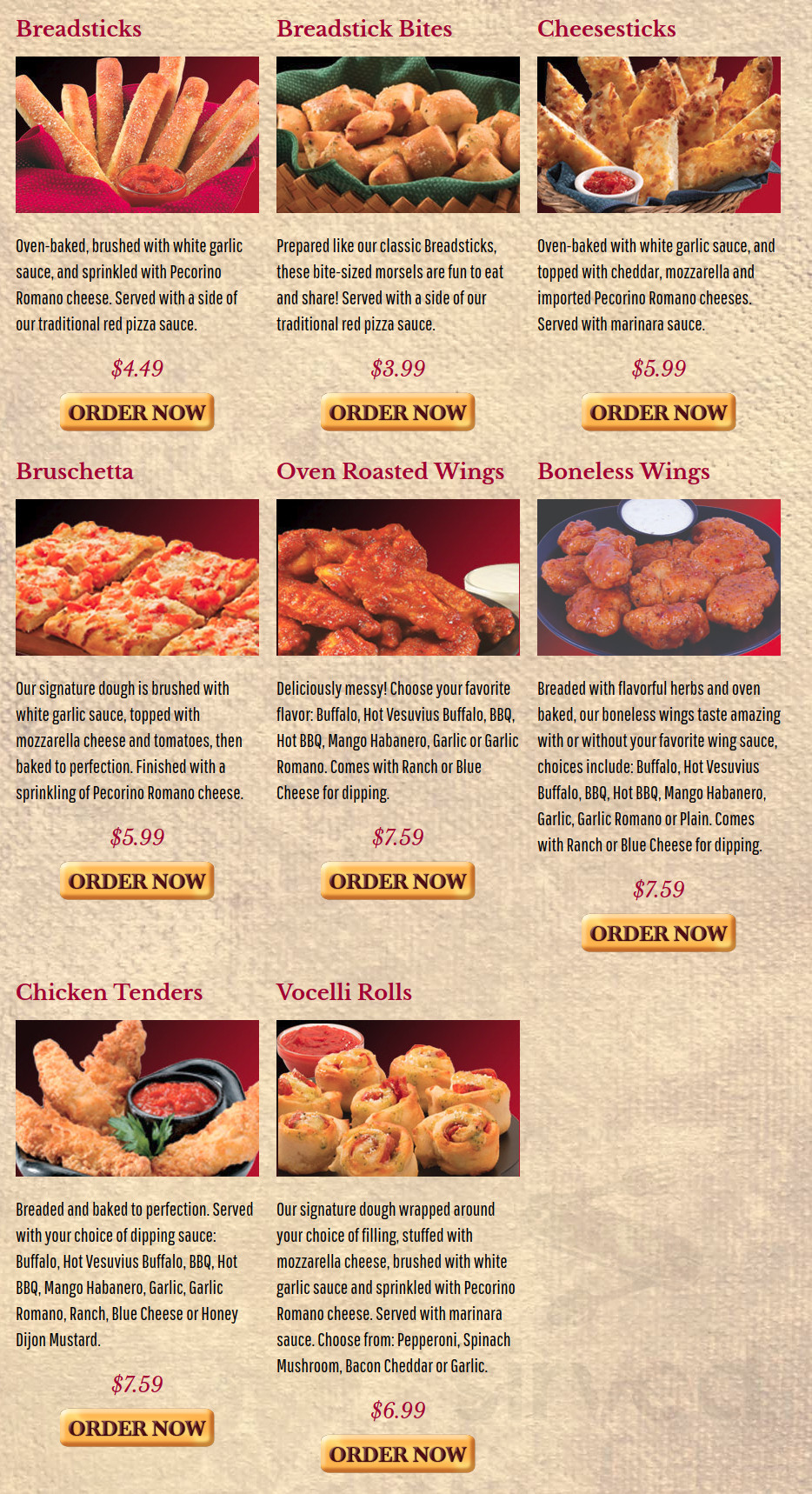 Menu - Allison Park PA's Vocelli Pizza | Sirved