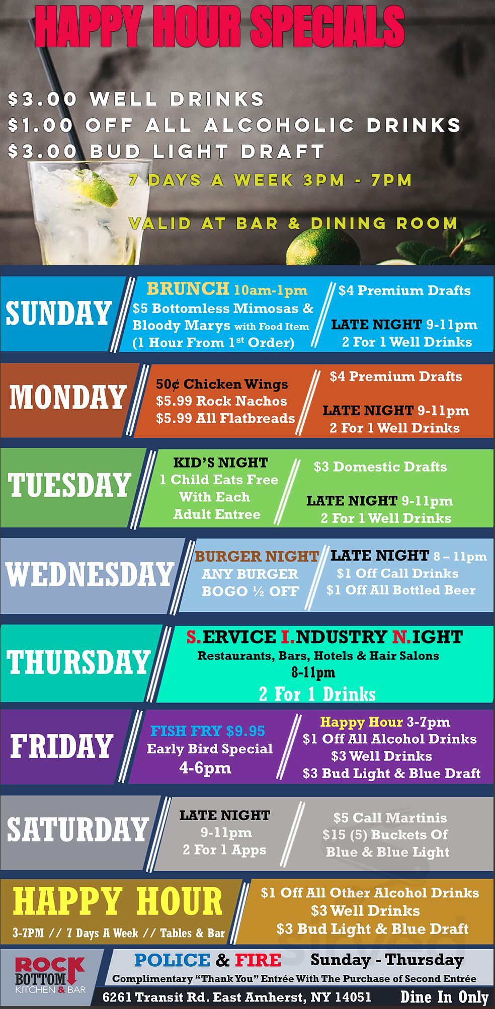 Menu for The Rock Kitchen And Bar in East Amherst, NY | Sirved