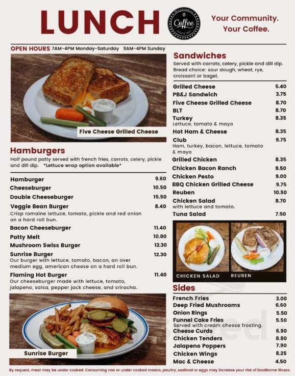 Manitowoc Coffee menu in Manitowoc, Wisconsin, USA