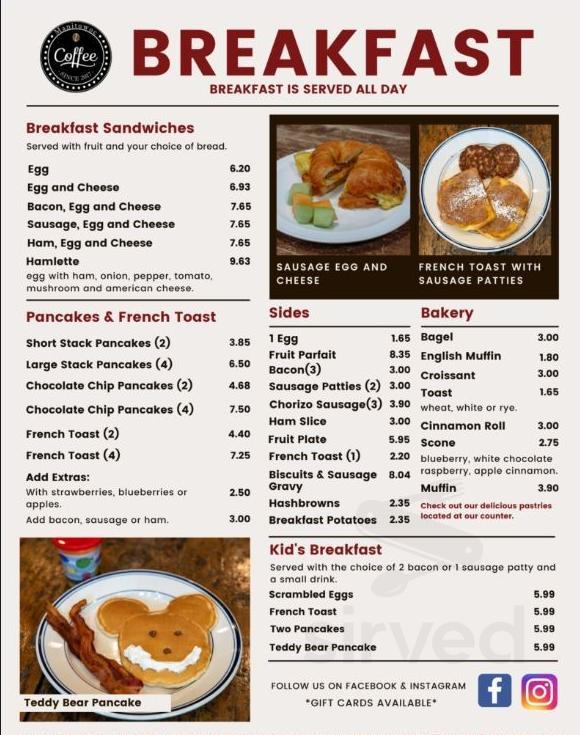 Manitowoc Coffee menu in Manitowoc, Wisconsin, USA